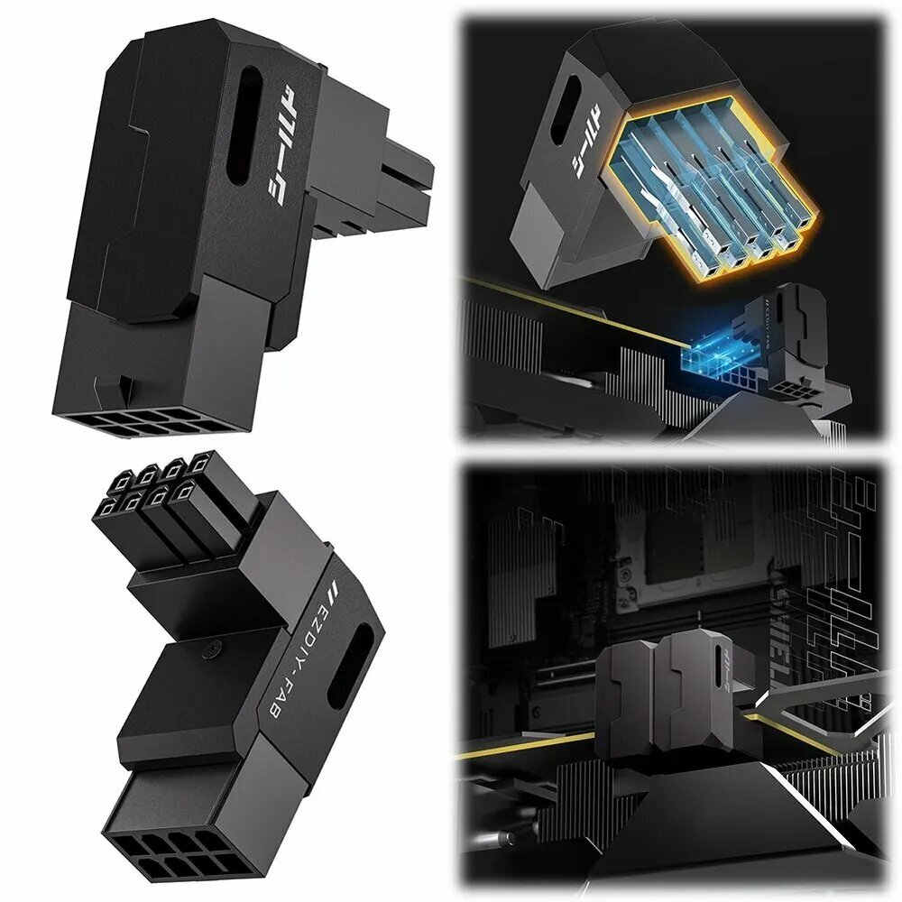 Сетевой кабель питания ATX 24-pin/ATX 12V 4-pin, 0.4 м, черный