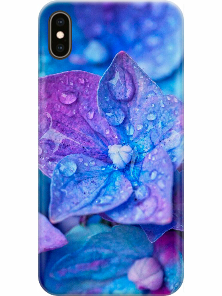 Силиконовый чехол на Apple iPhone XS Max / Эпл Айфон Икс Эс Макс с рисунком "Голубой цветочек"