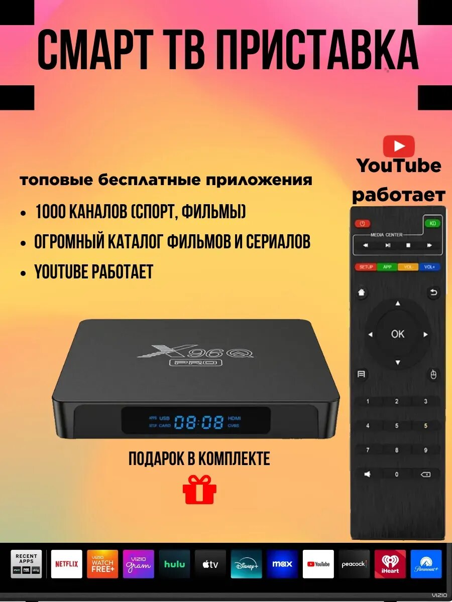 Приставка смарт для телевизора smart tv андроид с Wi-FI