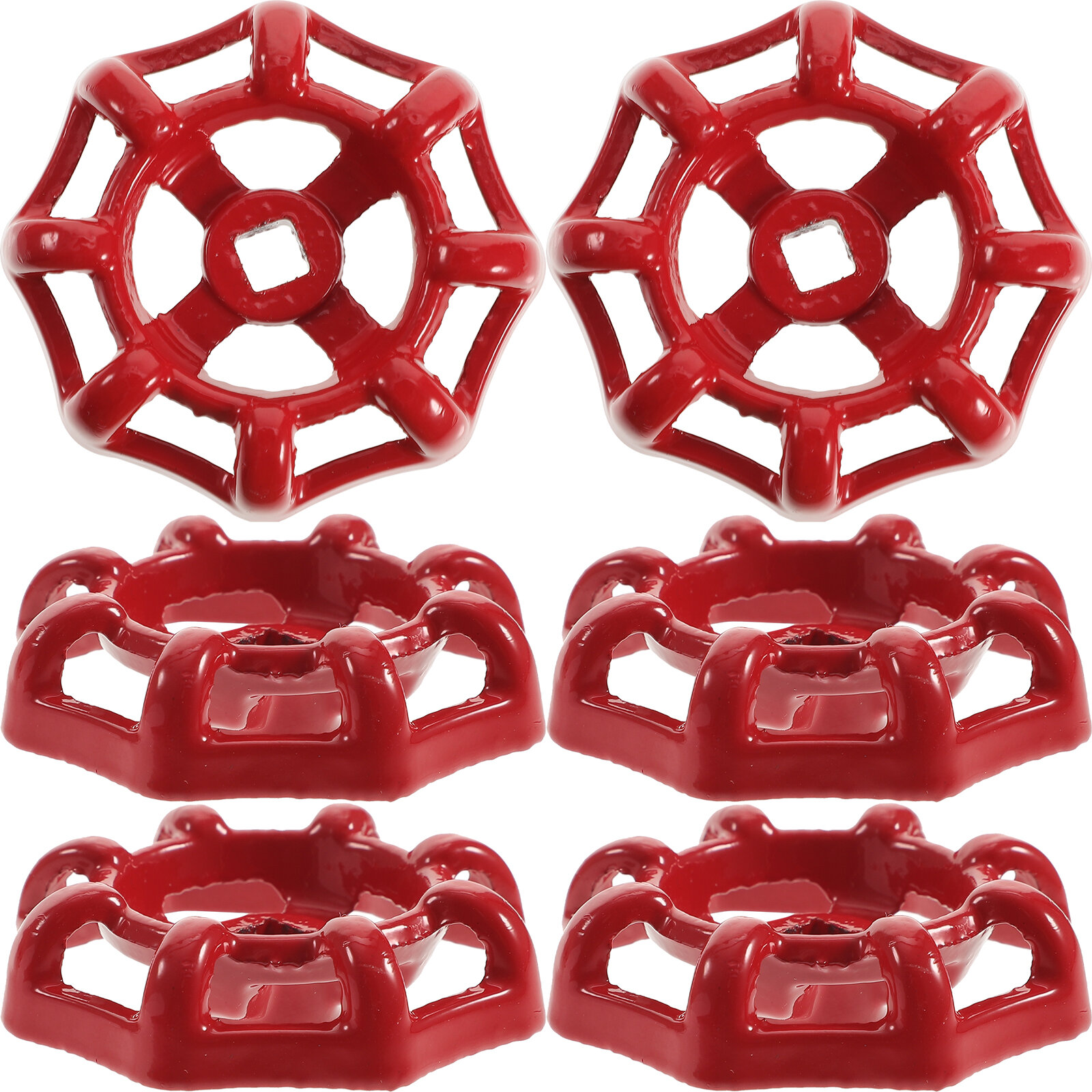 6 металлических наружных ручек для смесителя с отверстиями для вентилей (красный чугун, квадратное отверстие 6*6 мм посередине).