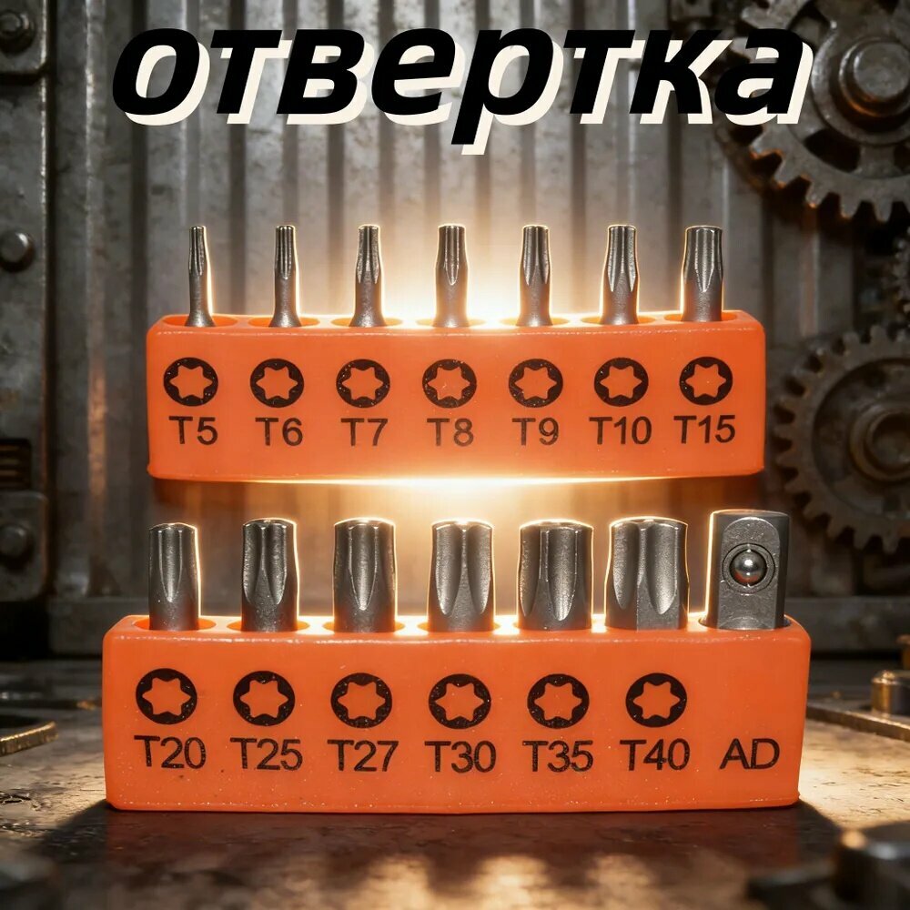 Набор из 14 предметов 25 мм для насадок-вставок Torx с отверстием T5-T40 для электрической отвертки