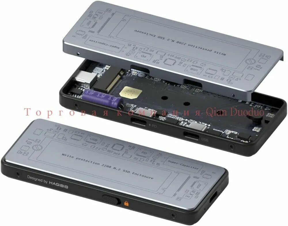 Корпус для твердотельного накопителя Hagibis M.2 NVMe, USB C 3.2 Gen2 10 Гбит/с - M.2 с питанием 100 Вт, USB 2.0, суперконденсатор для iPhone 16 15 Pro Max, MacBook Pro