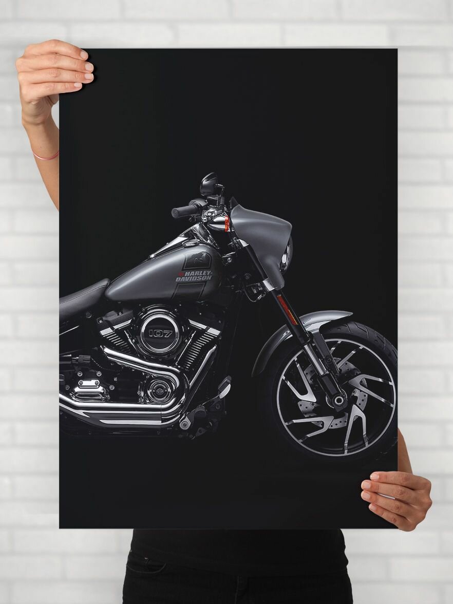 Плакат на стену для интерьера Авто и Мото (Харлей Дэвидсон Спорт Глайд FLSB - Harley Davidson Sport Glide FLSB) A2 (42x61 см)