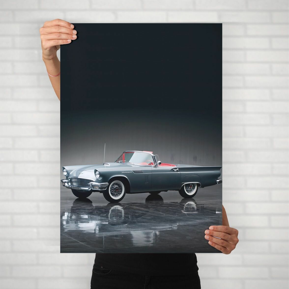 Плакат на стену для интерьера Лоурайдер (Ford Thunderbird 10) - Постер по тюнингованным автомобилям формата А1 (60x84 см)