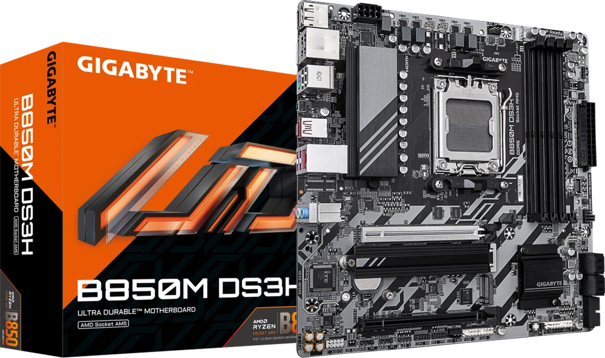 Материнская плата GIGABYTE B850M DS3H (AM5/AMD B850/4xDDR5/2xPCI-Ex16/2xM.2/SB7.1/GLAN/HDMI/2xDisplayPort/mATX)