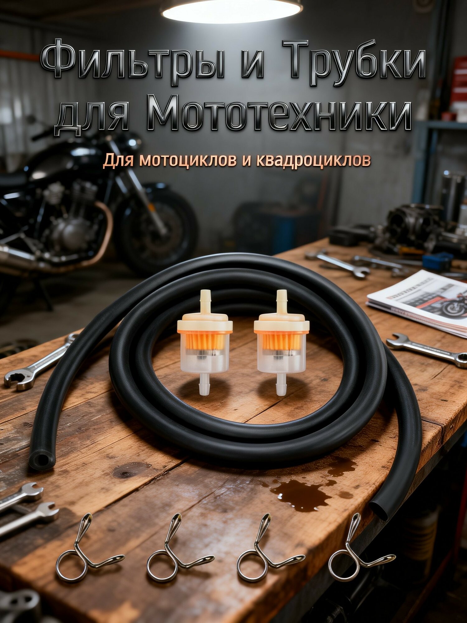 Фильтры для мотоциклов, топливная трубка с шлангами и зажимами для квадроциклов, картов и скутеров