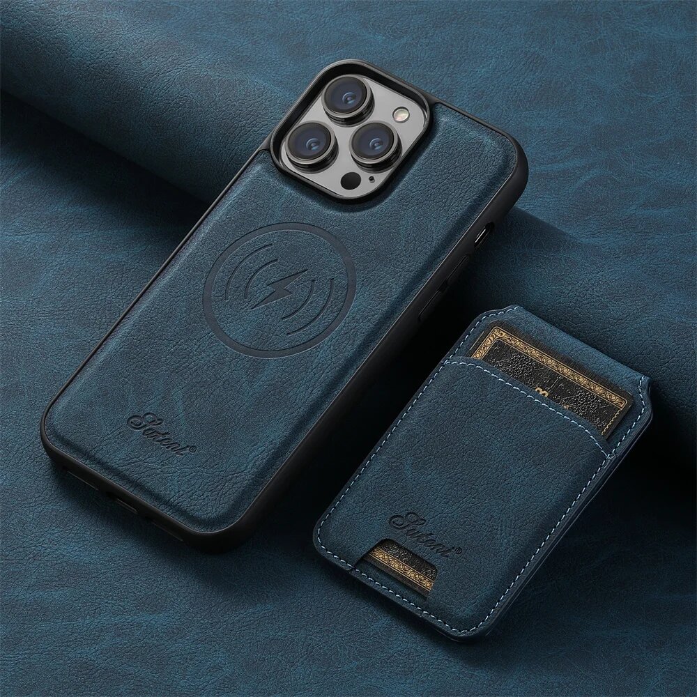 Съемная сумка для карт SUTENI Litchi Pattern 2 в 1, чехол Magsafe для iPhone 16 Pro Max 12 13 16E 14 15 Plus, принципиально с беспроводной зарядкой