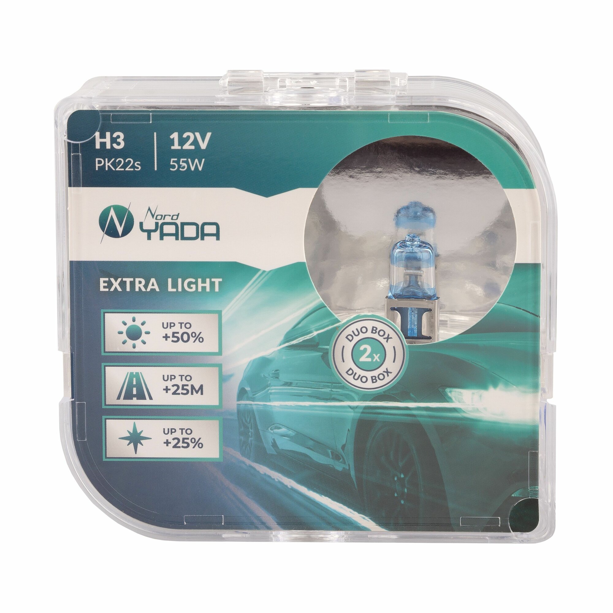 Лампа H3 12V 55W +50% Extra light, 2 шт / Nord YADA / 907363
