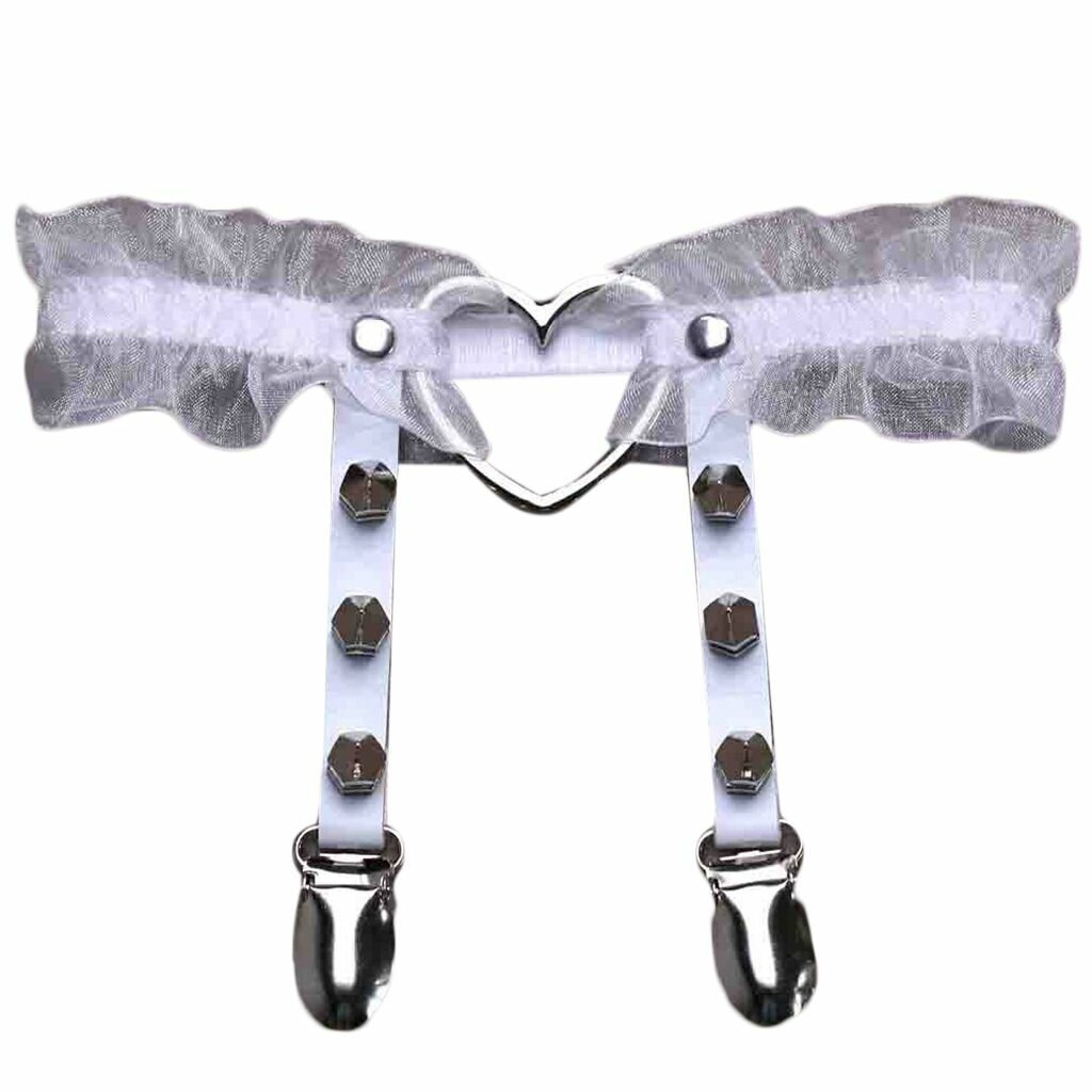 Женский Обтягивающий Пояс-Подвязка из Кружев с Металлическими Сердцами