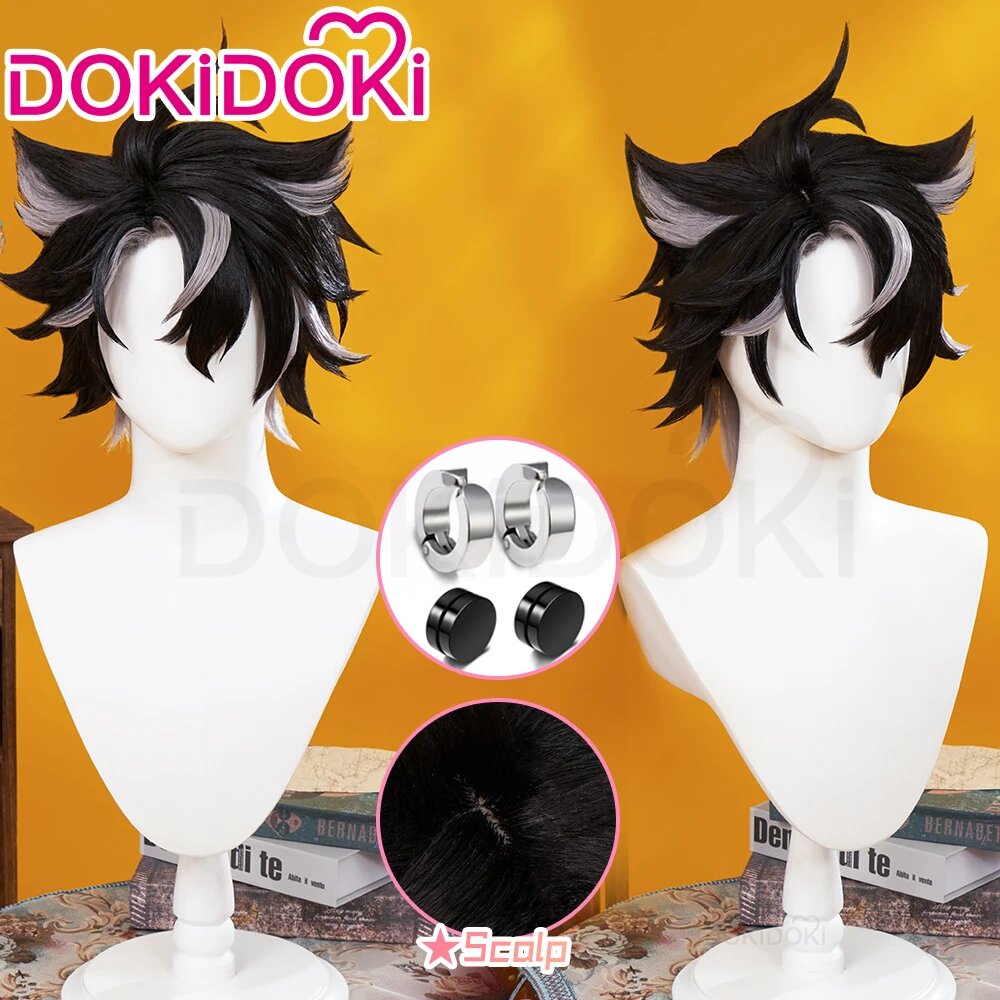 Мужской парик Wriothesley DOKIDOKI, черный, Scalp Wig Set