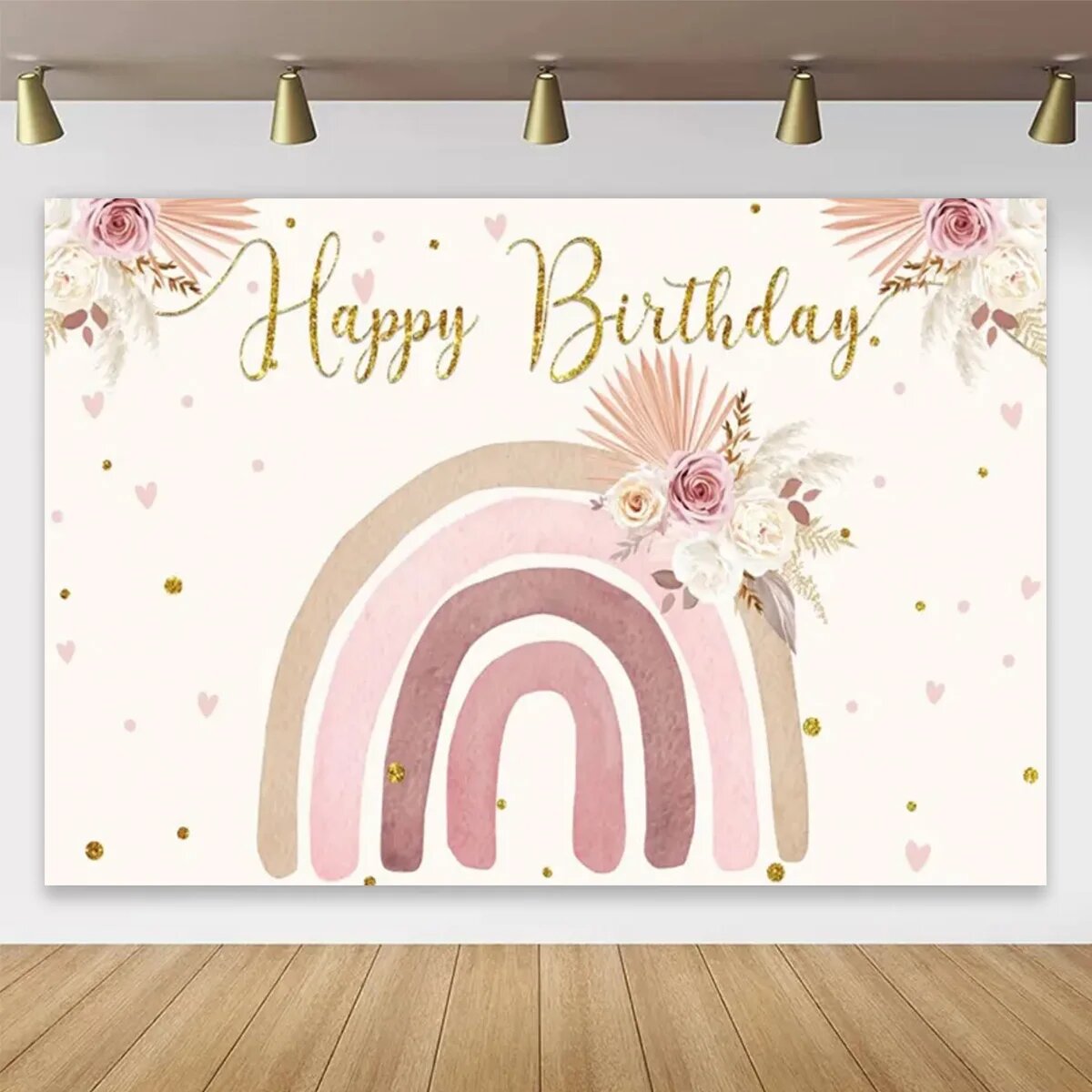 Радужный фон для фотосессии "Happy Birthday", BXCH-S4207