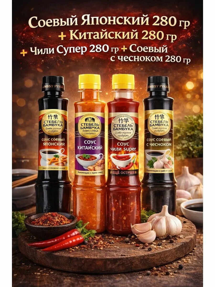 Набор соусов Японский + Китайский + Чили Супер + С чесноком
