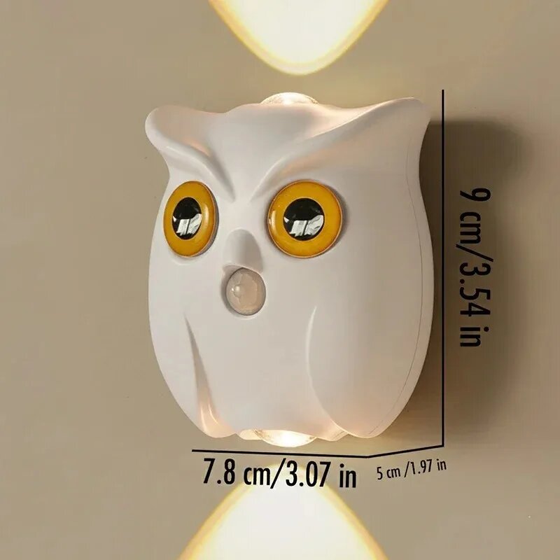 Магнитный настенный светильник сова, белый