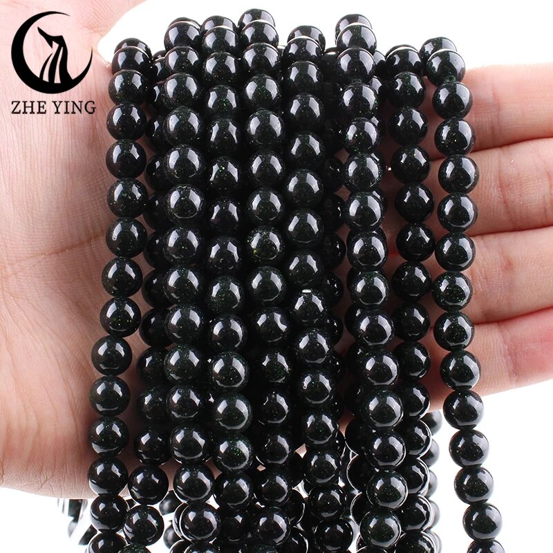 Натуральные бусины Zhe Ying красный авантюрин 6 8 10 мм Черный, 6-6.5mm(58-60pcs), 24. grreen sand