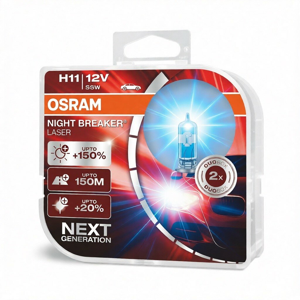 OSRAM Галогеновые лампы H11 арт. 64211NL Night Breaker Laser NEXT generation 3750К 12V 55W 2 шт.