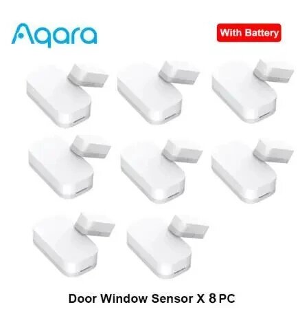 Оригинальный датчик дверей и окон Aqara ZigBee с беспроводным подключением, интеллектуальная домашняя связка, сигнализация, совместима с приложениями Xiaomi Mi Home и Homekit — 8 штук