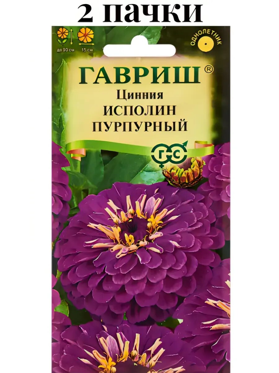 Семена цветов цинния пурпурный (2 упаковки)