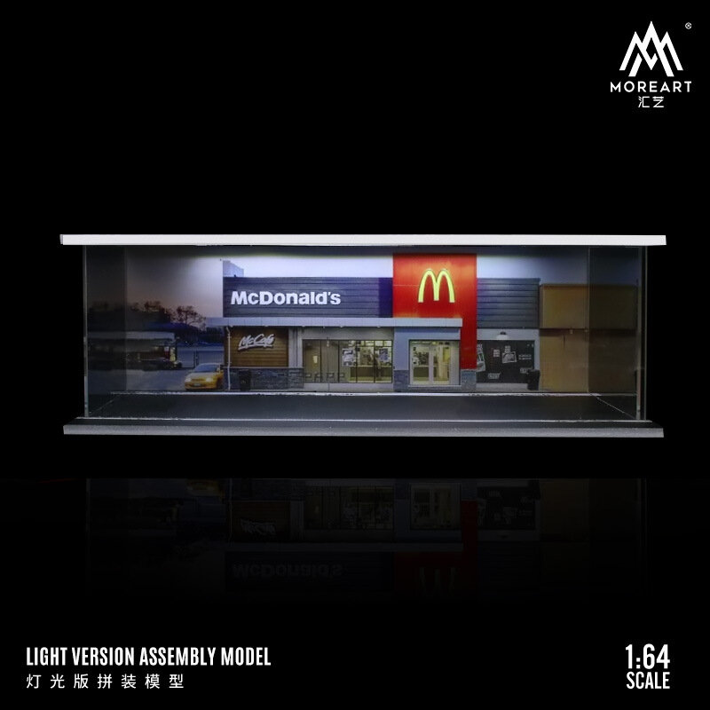 Модель парковки McDonald's 1:64 с LED-подсветкой, сборная игрушка для коллекционеров