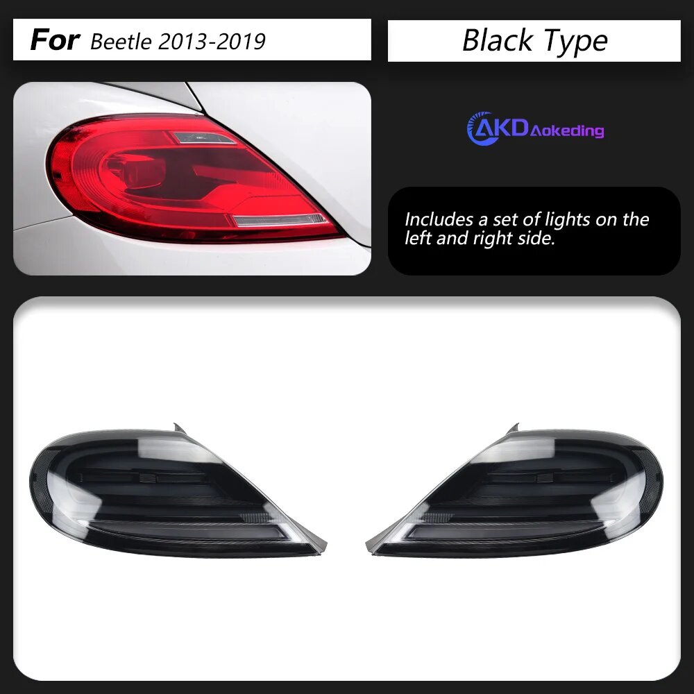 Фар задний AKD для VW Beetle с LED 2013-2021 года выпуска. Фар задний для Beetle с противотуманной, тормозной и поворотной сигналом. Автомобильные аксессуары