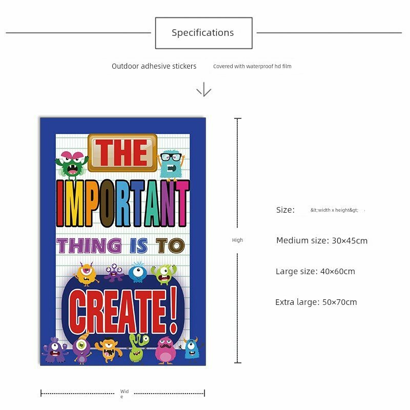 Мотивационная наклейка с надписью 'Create' для школьного класса, общежития или студенческой комнаты - большой размер