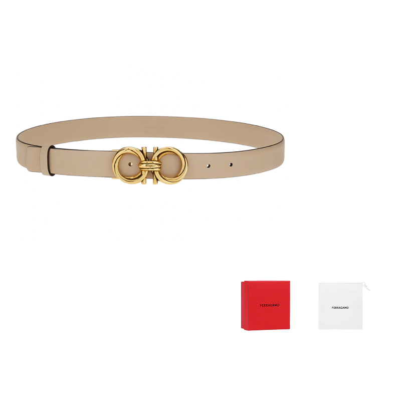 FERRAGAMO Gancini Ремни из коровьей кожи Женские цвет слоновой кости ширина 2,5 см 75