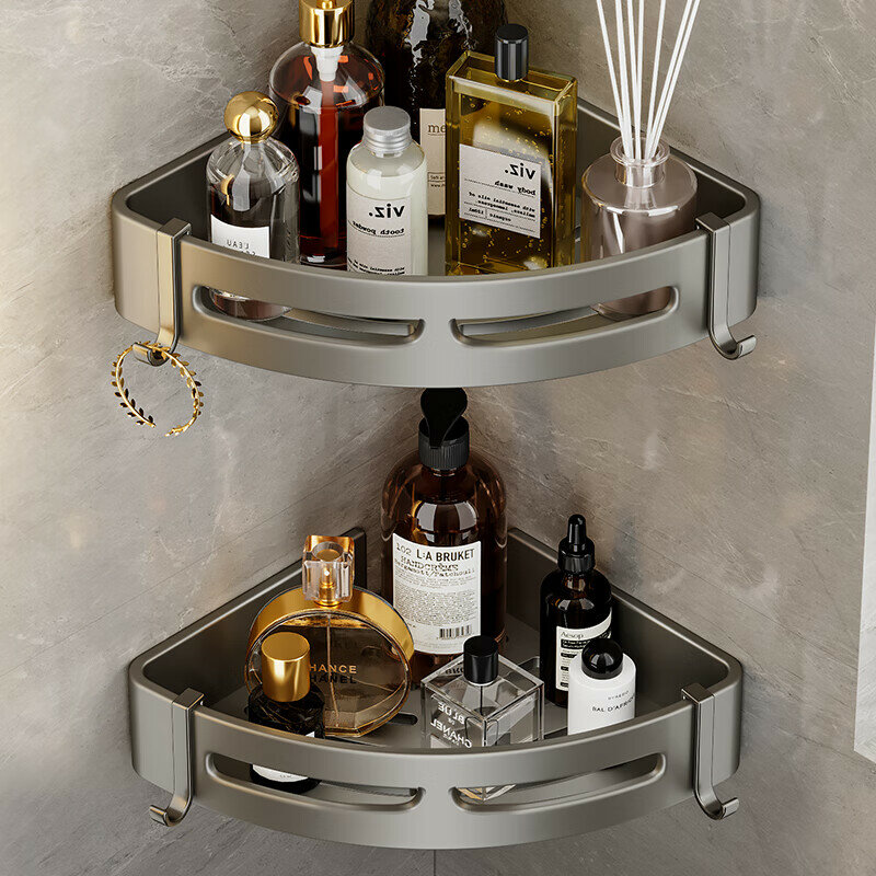Huxiansen Bathroom Storage Rack, No Drilling Required, Toilet Corner Shelf, Washroom Storage Rack, Kitchen Wall-Mounted Single Layer
