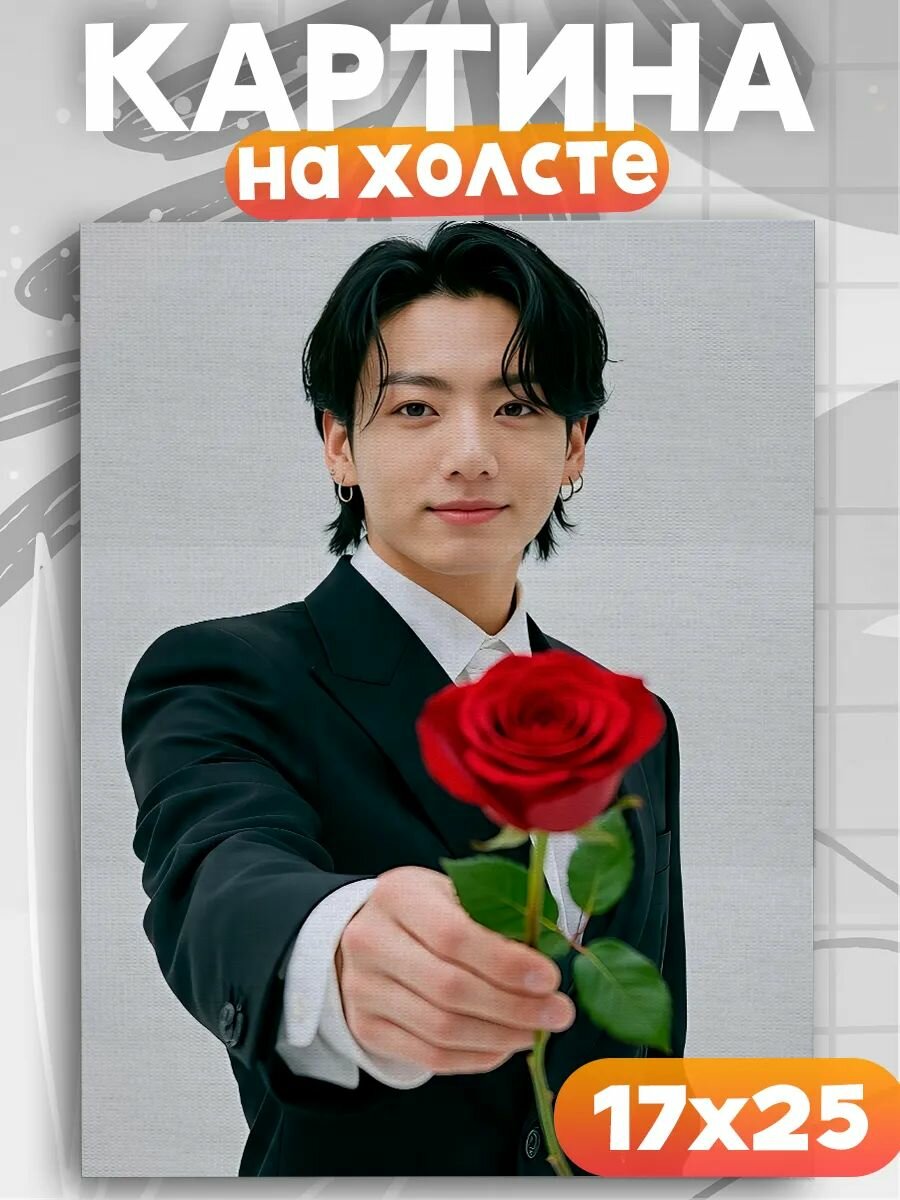 Картина на стену кпоп Bts БТС к поп Ким Сокджин, на подрамнике, 1шт, 25х17 размер.