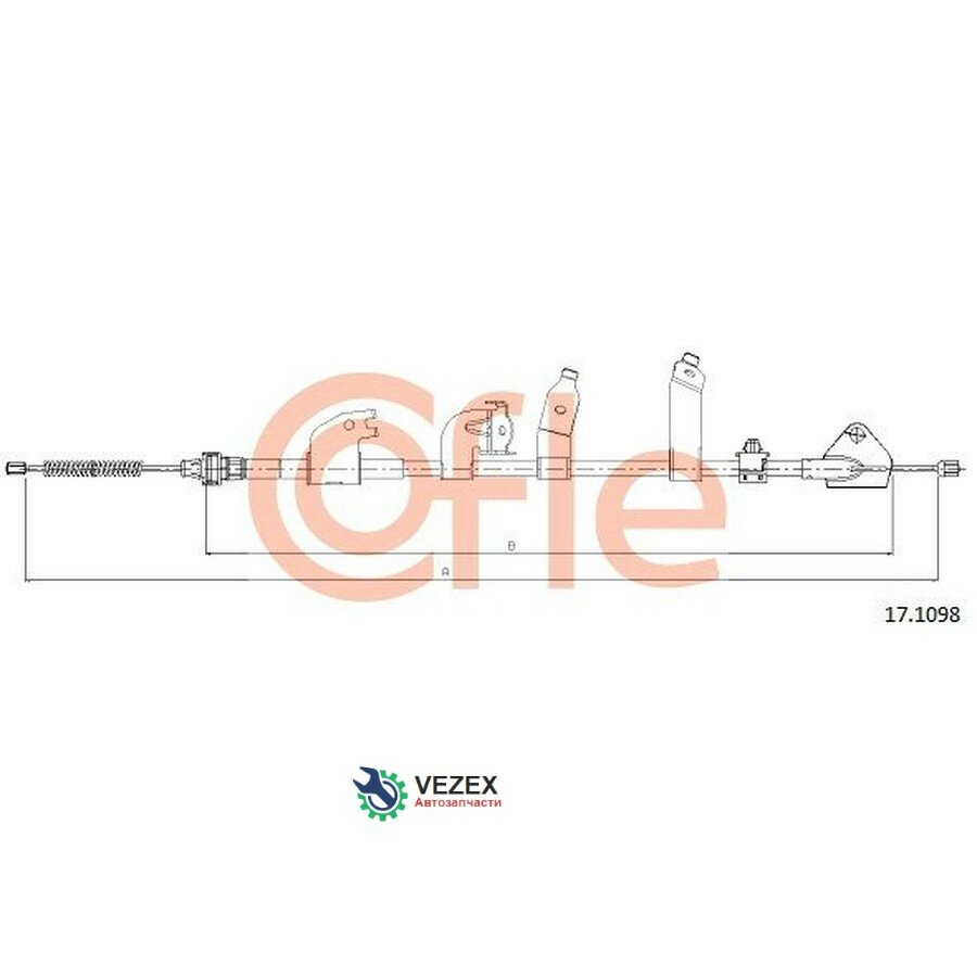 COFLE 92171098 трос ручника задний левый! L=1910/1735\ Toyota Verso 09-18