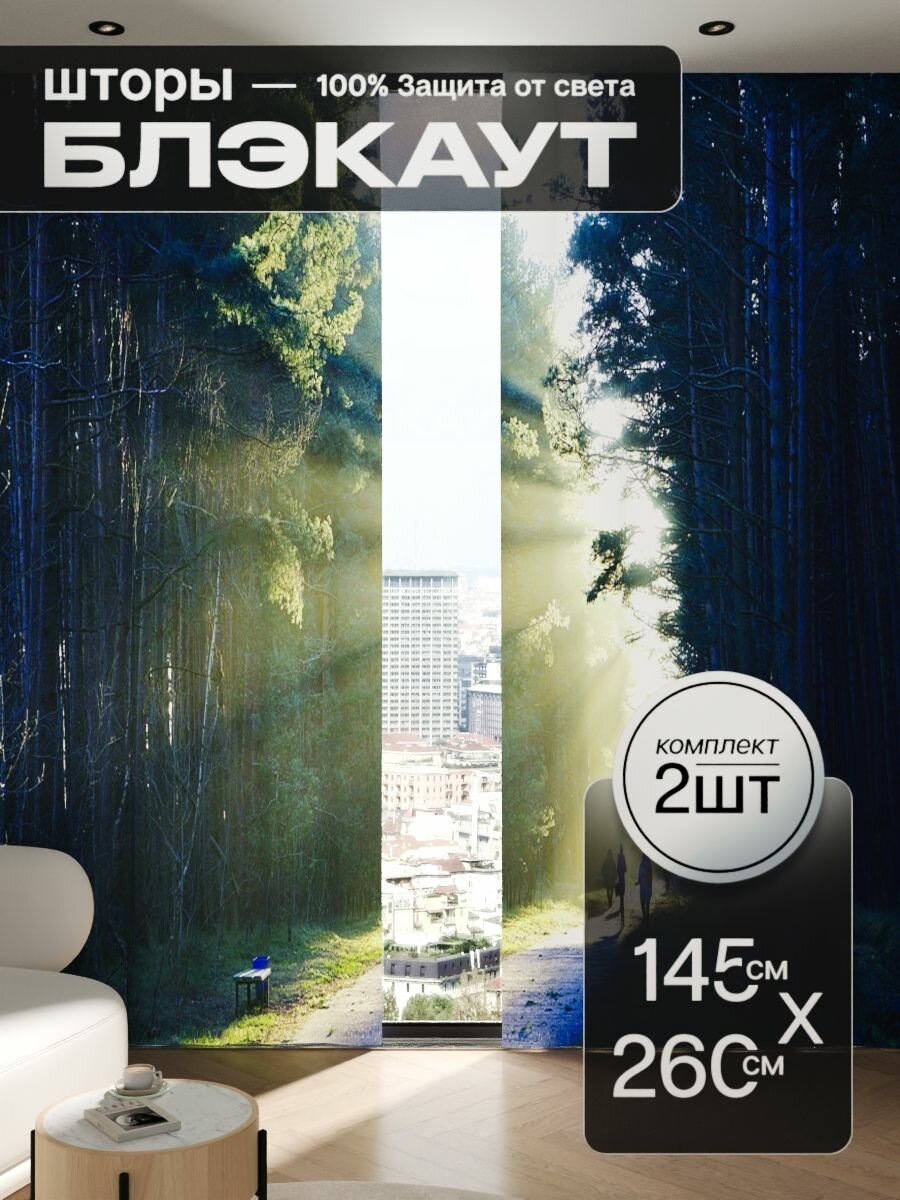 Шторы блэкаут 145x260 см 2 шт на окна плотные комплект