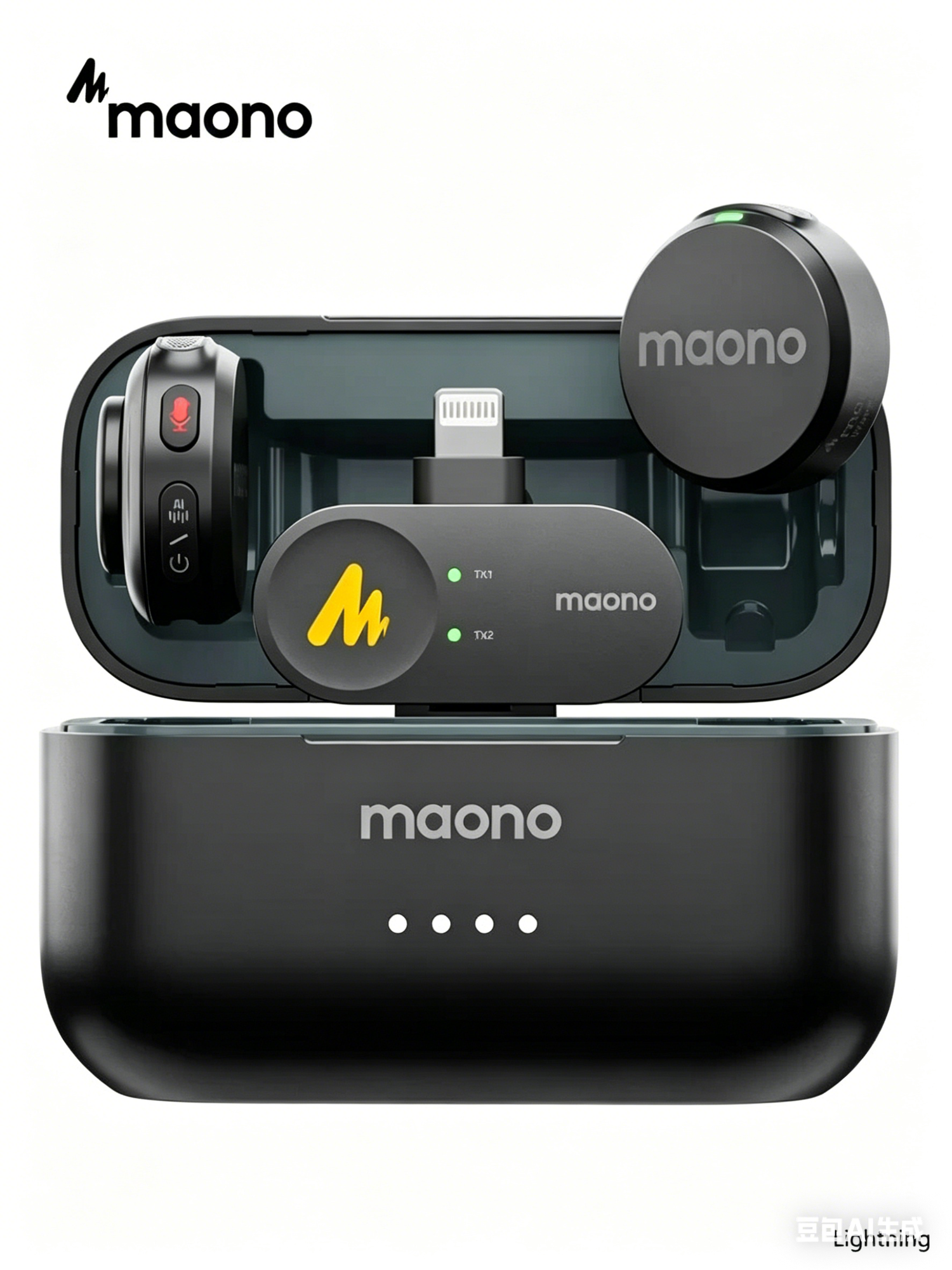 Maono T5 беспроводной лапельный микрофон, AI-ENC, два передатчика, для iPhone/Android, стрим, видеоблог
