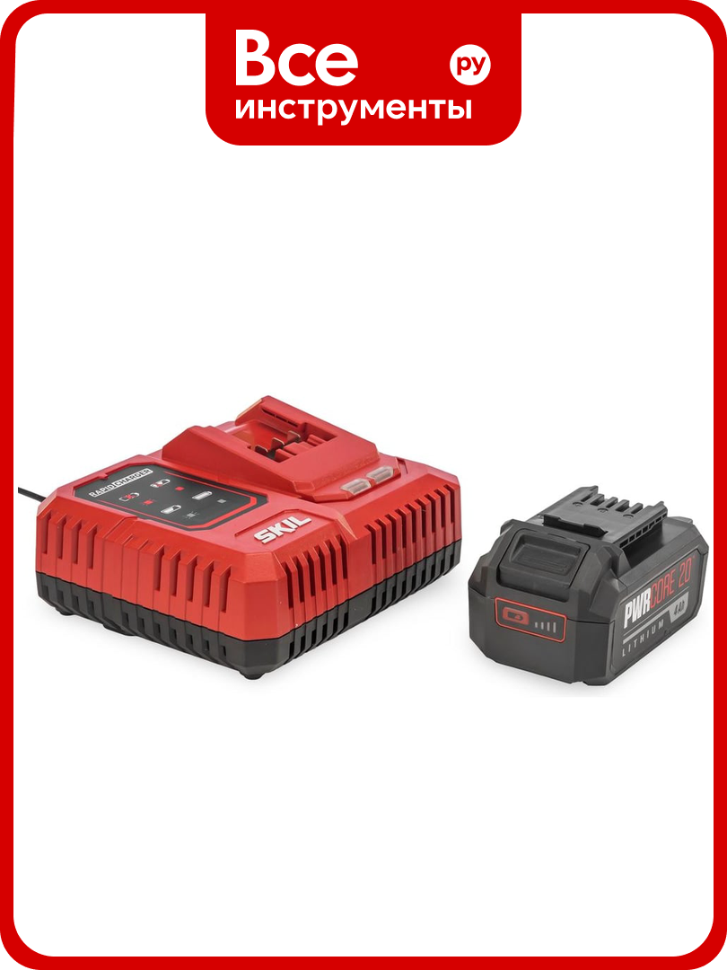 Набор SKIL зарядное устройство QC5360 (150W) и аккумуляторная батарея BY5196 (4Ач) CB5196SE12, светодиодная
