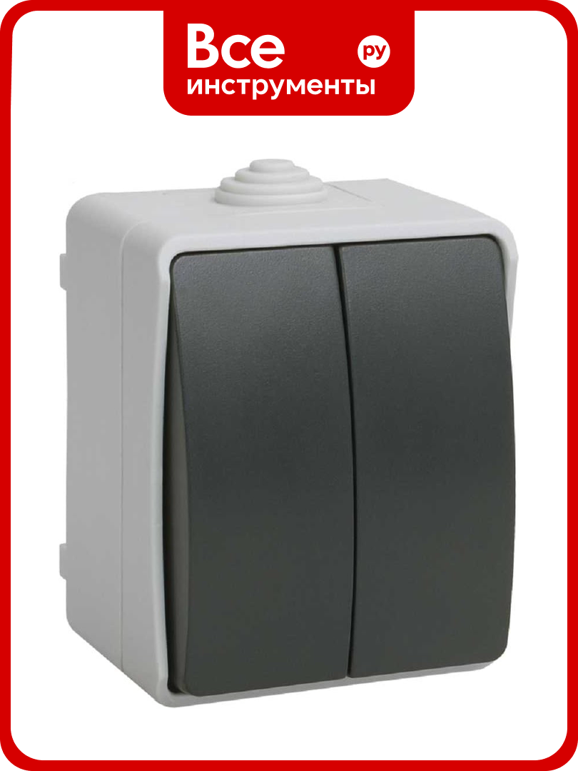2-клавишный, IEK, выключатель IEK ОП Форс 10А IP54 ВС20-2-0-ФСр ИЭК EVS20-K03-10-54-DC, накладной монтаж