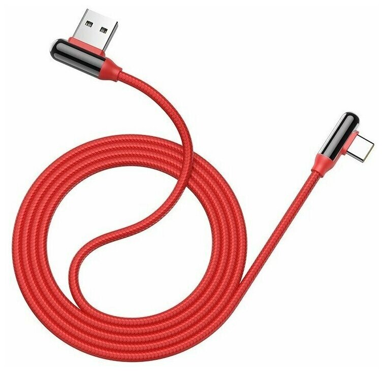Кабель для зарядки айфона Hoco U77 USB-Lightning, 1.2 м, красный угловой