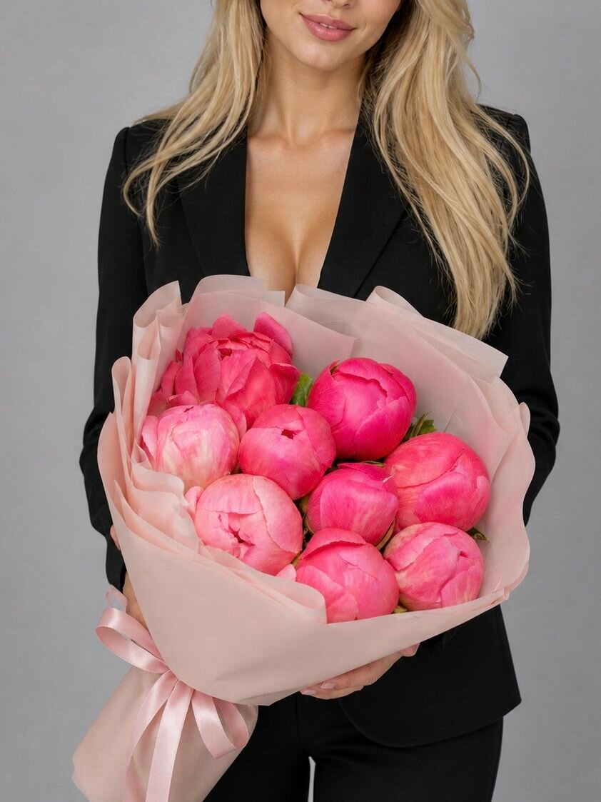 Коралловые пионы 9 шт.
