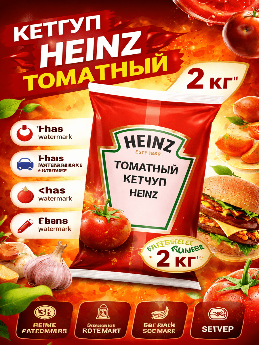 Кетчуп Heinz Томатный, 2кг