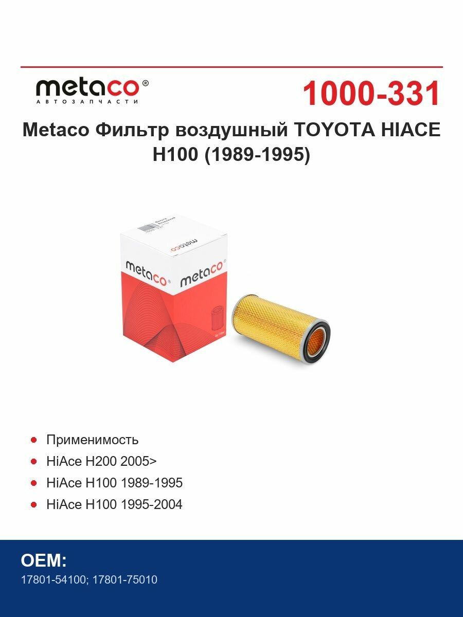 Metaco Фильтр воздушный TOYOTA HIACE H100 (1989-1995)