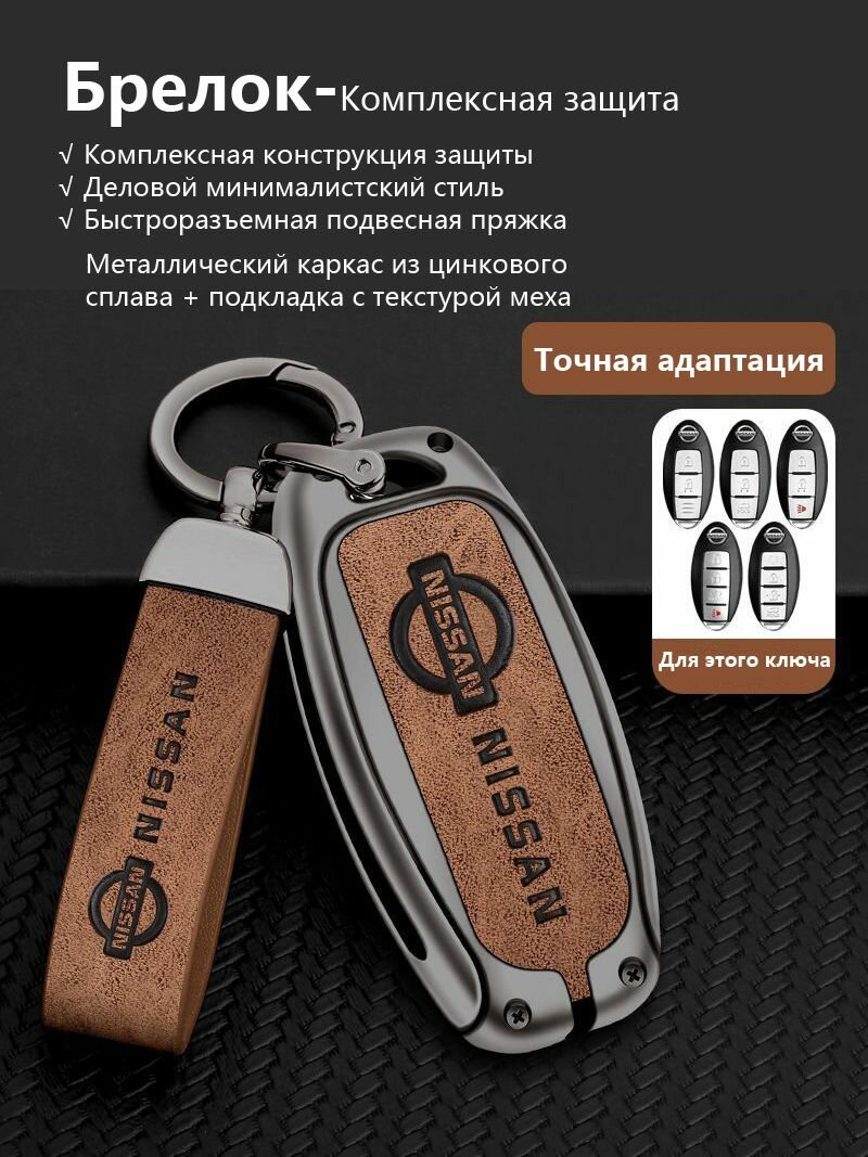 Чехол для ключа Nissan Teana L33, Sentra B17, X-Trail T32, Qashqai J11, Patrol Y62 2008-2022, кейс для овального смарт-ключа