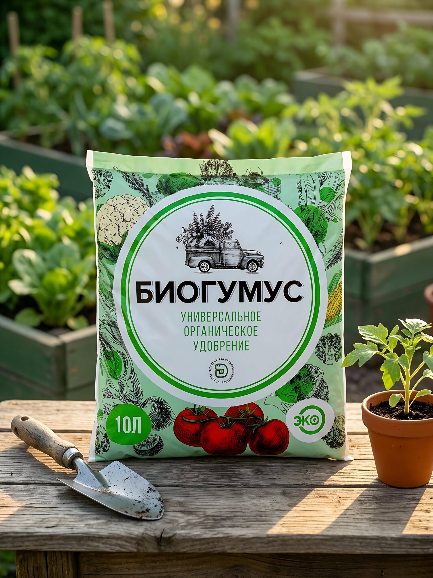 Удобрение Биогумус универсальное органическое 10 л для роста растений, субстрат в гранулах для сада и огорода, Россия
