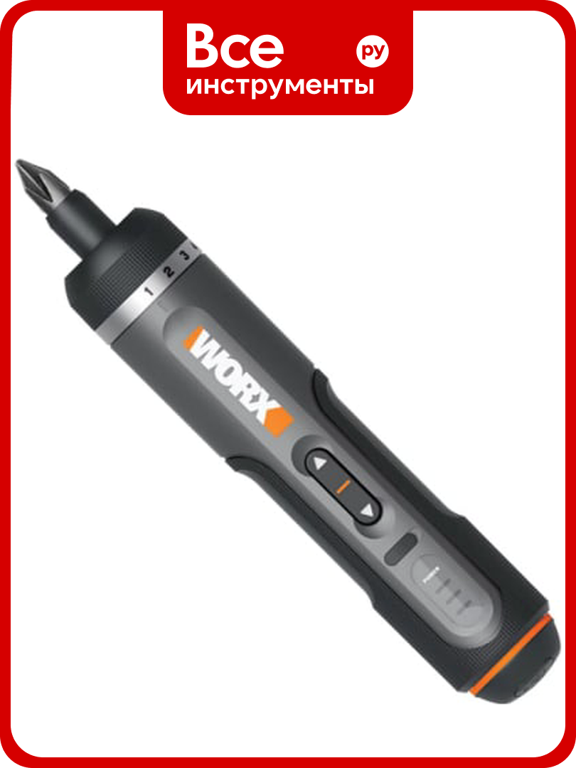 Аккумуляторная отвертка WORX 4В, 5Нм, 2Ач, набор оснастки WX242