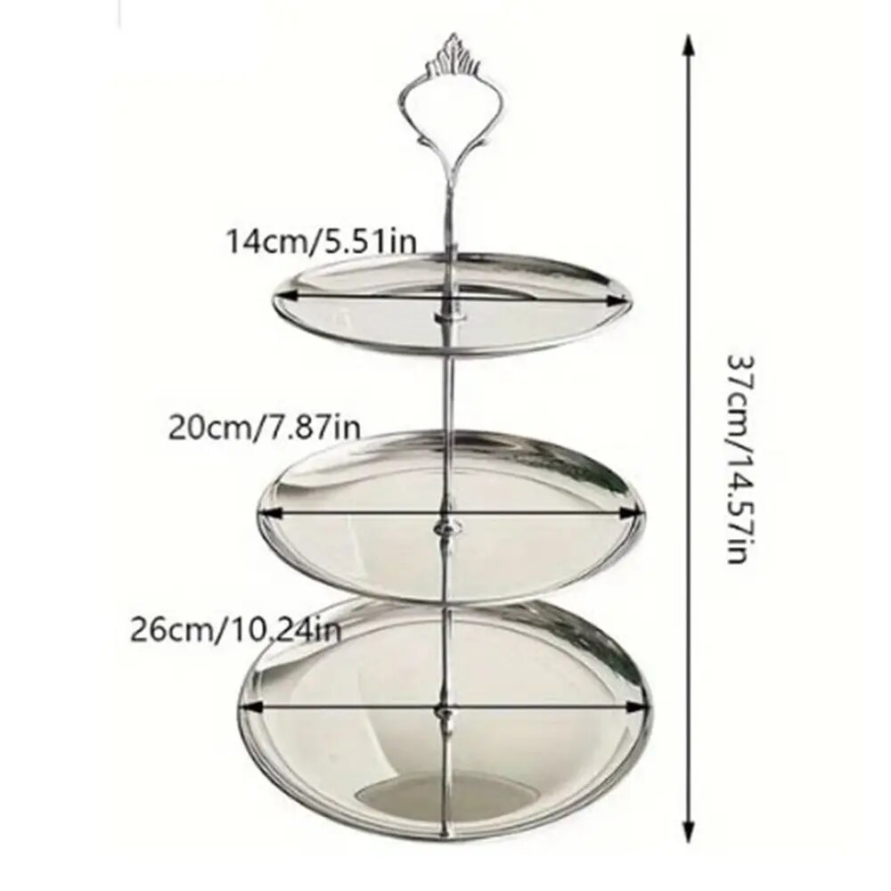 Подставка для торта из нержавеющей стали 3-х ярусная, Silver-3 Layer