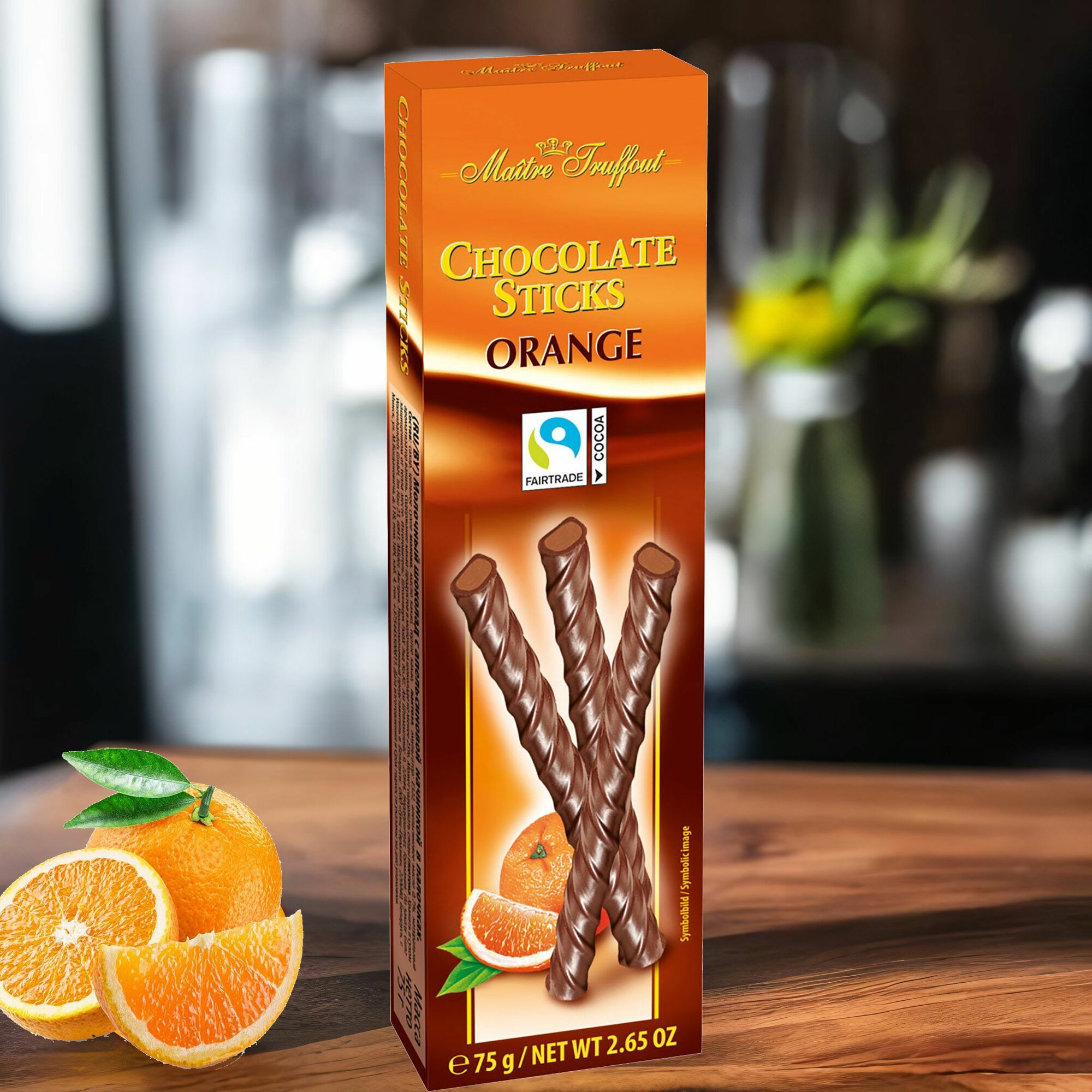 Шоколадные палочки Maitre Truffout Schocolate Sticks ORANGE Flavour со вкусом апельсина (Австрия) 75 гр.