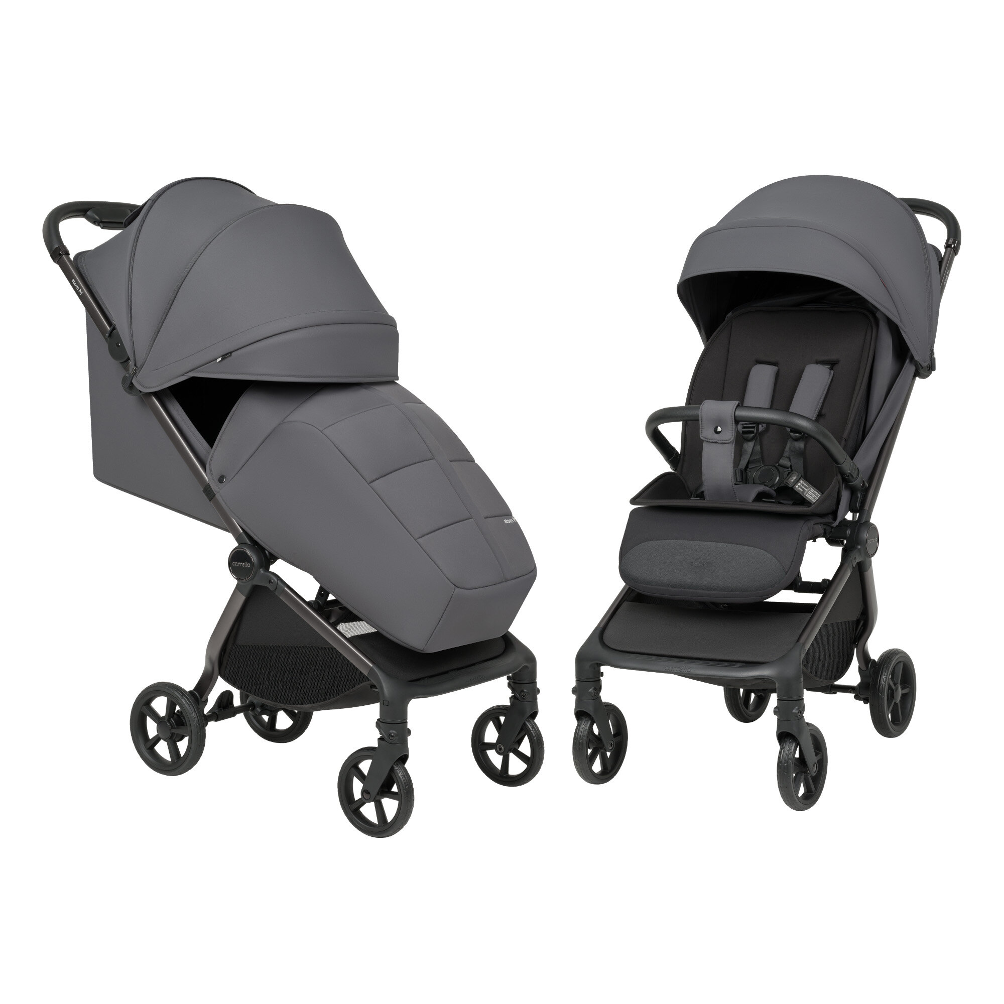 Прогулочная коляска CARRELLO Atom M Alloy Grey, с капюшоном, серая