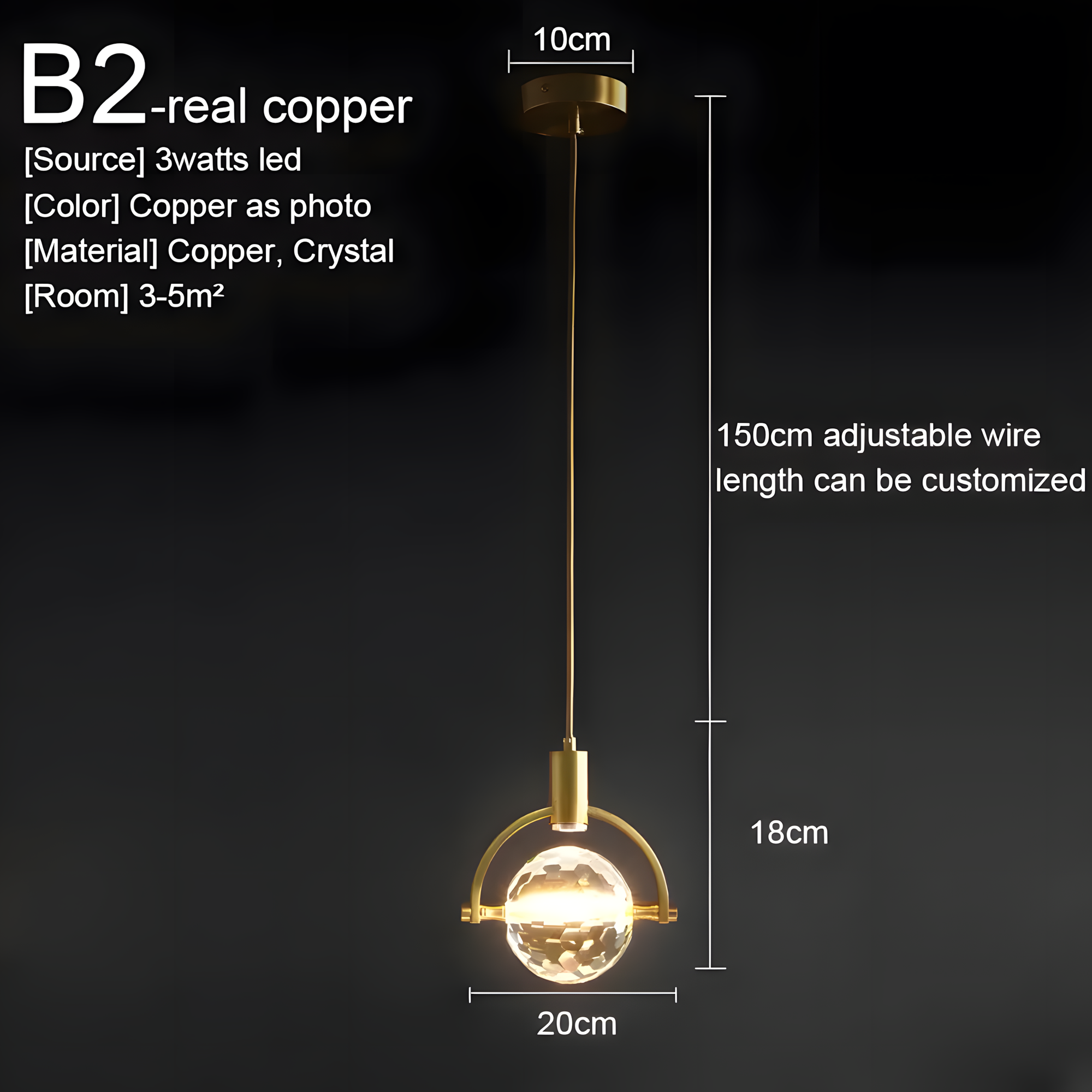 Подвесные светильники OWEN LYCA хрустальные медные LED 3Вт
