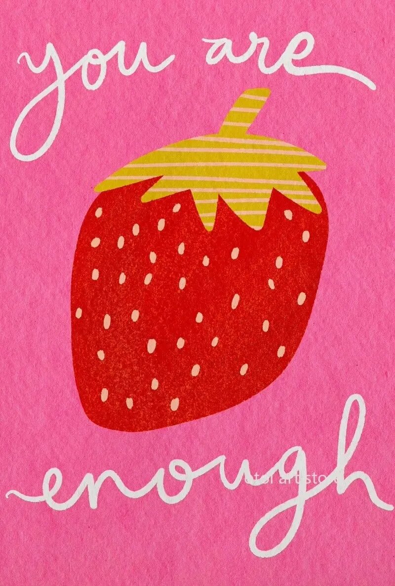 Холст "You are enough" с клубникой, 20x30см, ZLH6496