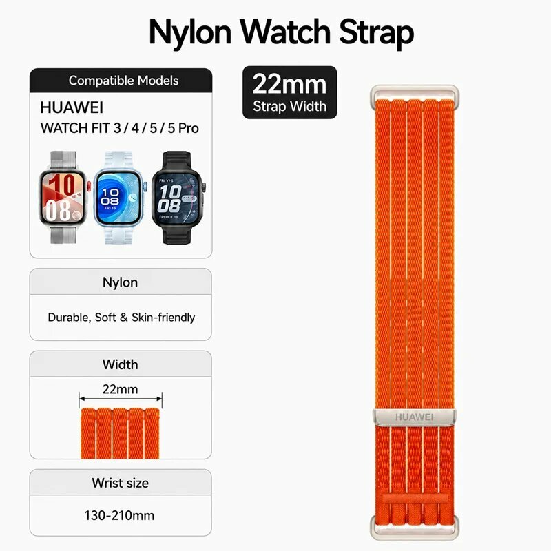 Оригинальный нейлоновый ремешок для часов Huawei FIT 5 Pro Nylon Orange