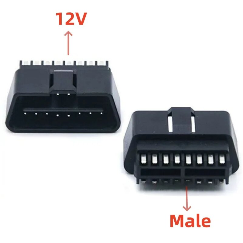J1962 OBD-разъем, 16-контактный разъем OBD2 с 16-контактными клеммами, никелированный адаптер интерфейса OBDII, легко припояемый разъем