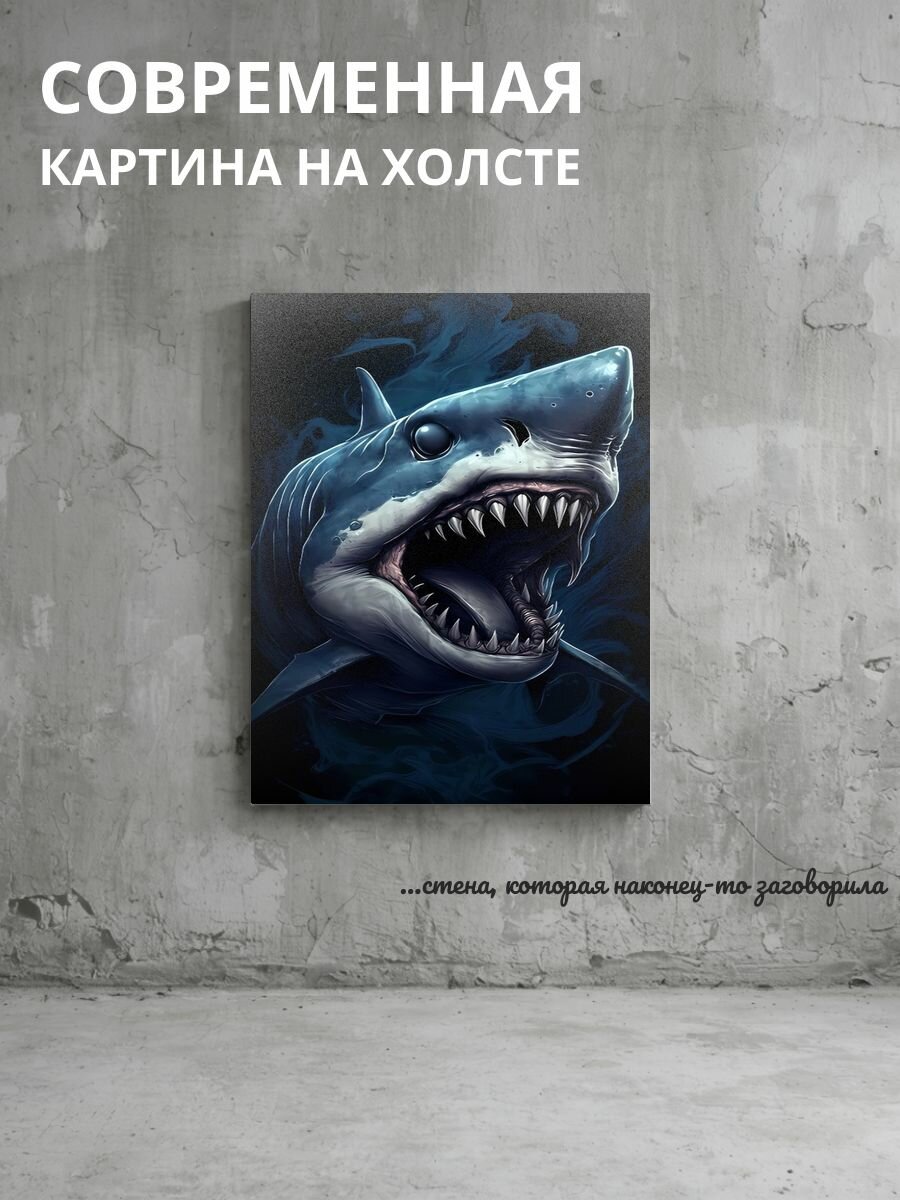 Картина на холсте Акула в океане 20x30 см