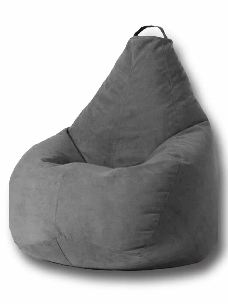 COOLPOUF Кресло-мешок Груша, Велюр натуральный, Размер XXXXXL, темно-серый