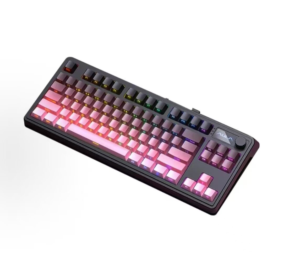 Мембранная клавиатура с проводным и беспроводным подключением, с подсветкой, игровая и для работы, черно-розовая