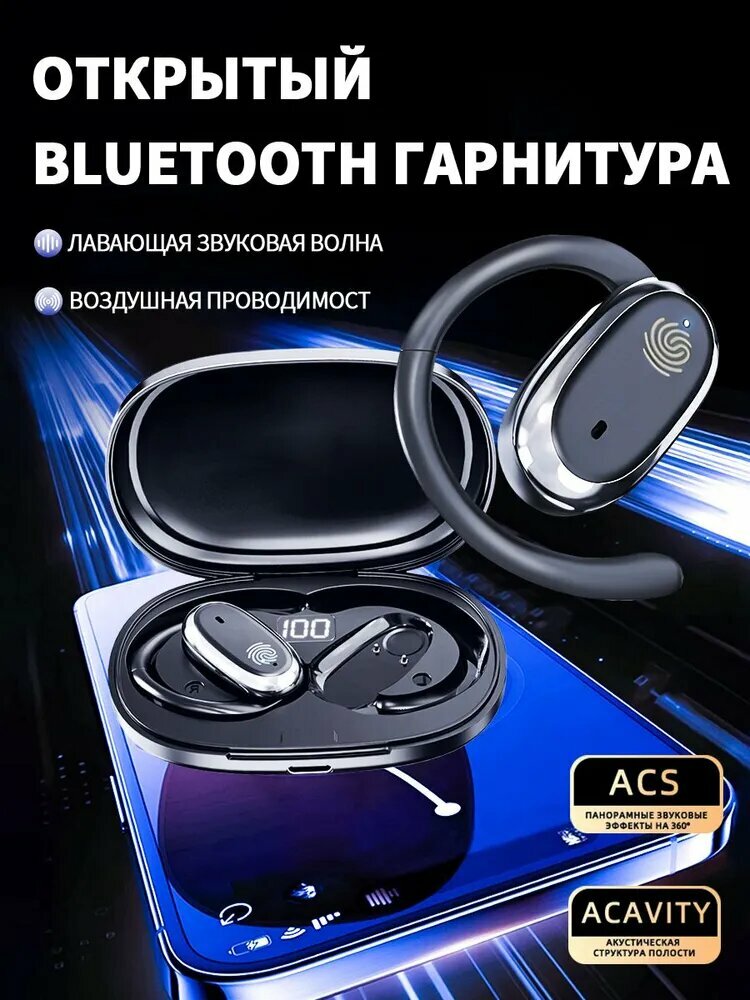 Беспроводная гарнитура спортивный мобильный телефон с микрофоном Android, iPhone / Bluetooth-гарнитура; черная